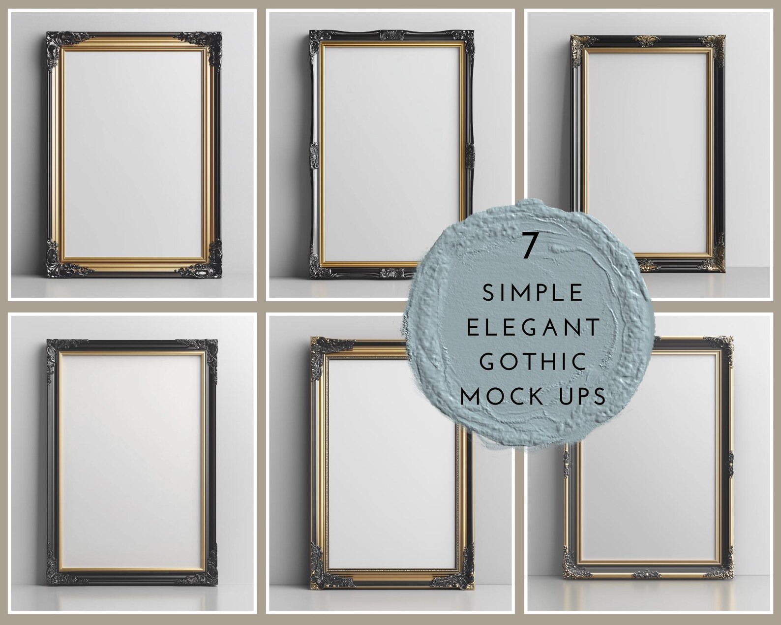 7 Simple Gothic Frame Mock Ups | Black & Gold Frame Mock Ups, Unique ...