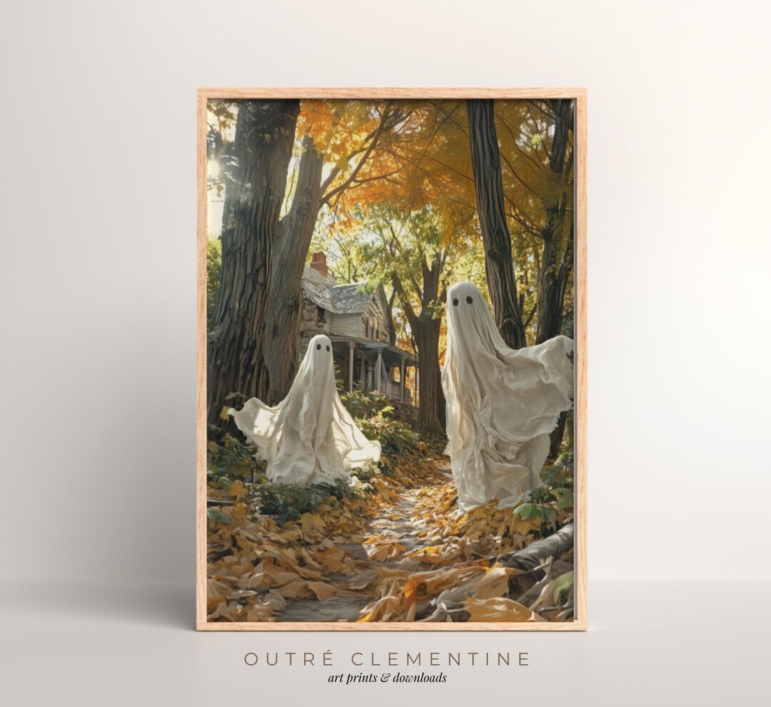 Ghosts in Fall Unique Digital Painting, Creepy Halloween Wall Art ...