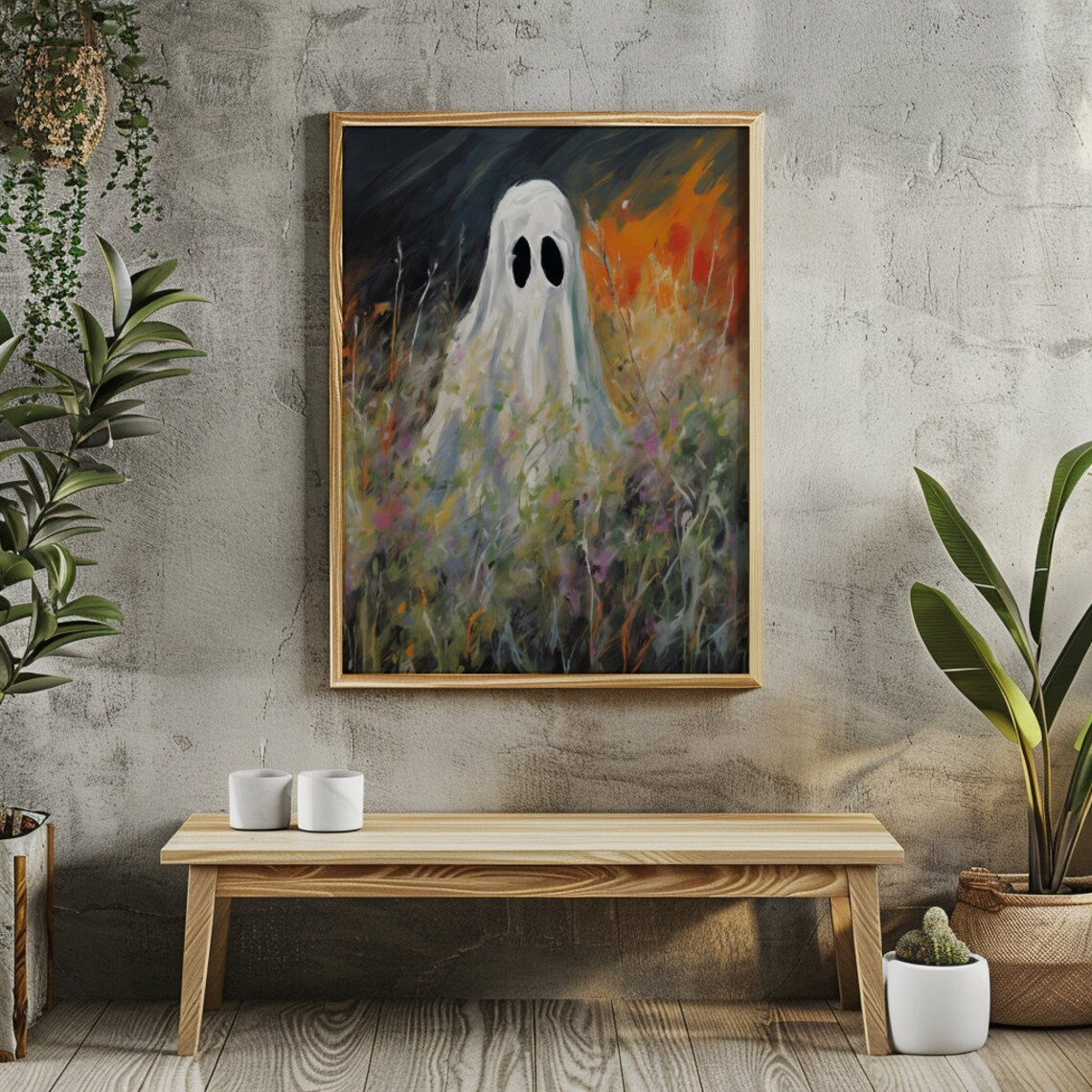 Ghost in Flower Field | Unique and Spooky Digital Painting | PRINTABLE ...
