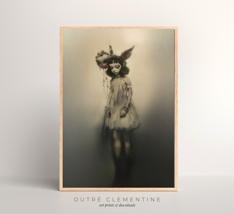 Eerie Girl With Monster Art Print | Dark Fantasy Portrait (digital ...