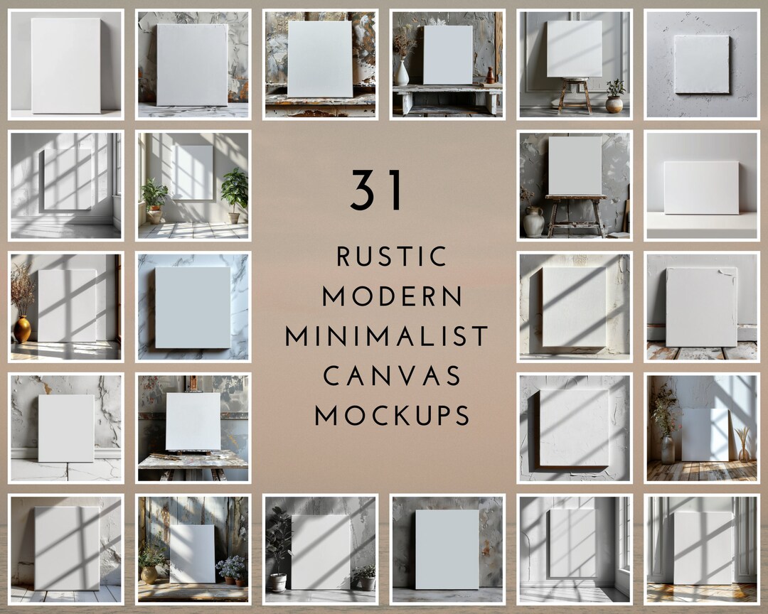 Unique Canvas Mockup Bundle | Modern Simple Mockups, Sophisticated Art Mockups, Shadows, Rustic ...