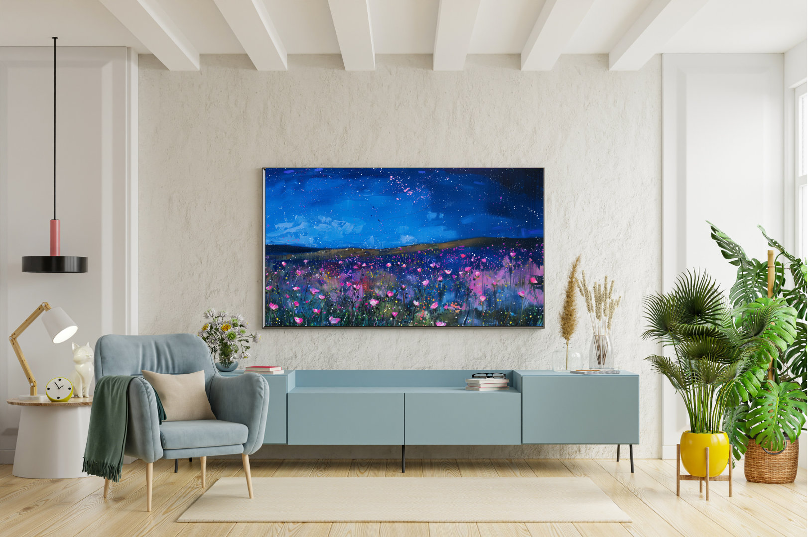 Samsung TV Wallpaper With Flower Night Meadow Painting - Etsy