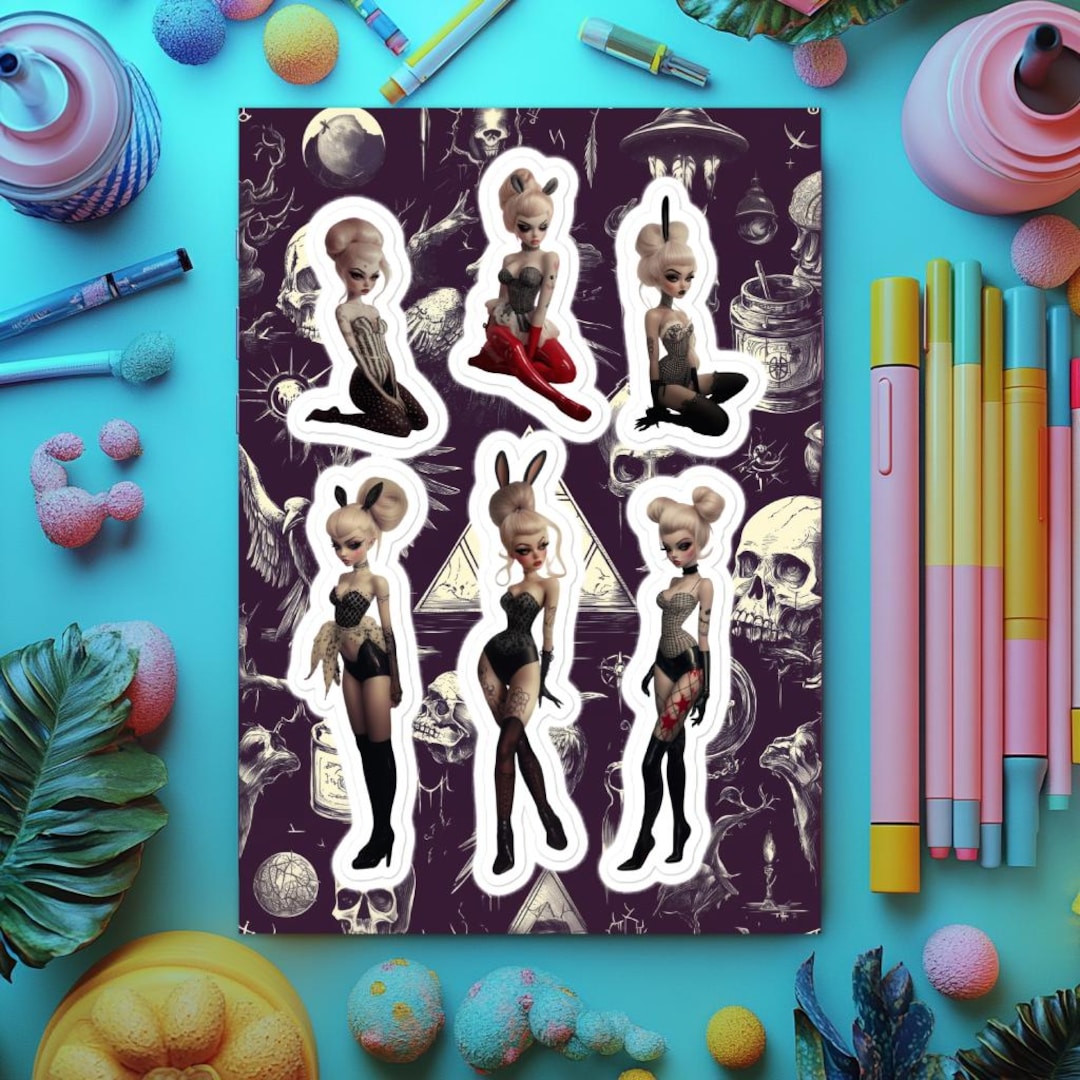 Bombshell Sticker Sheet | Punk Rock Doll Stickers, Pin up Girl Sticker ...