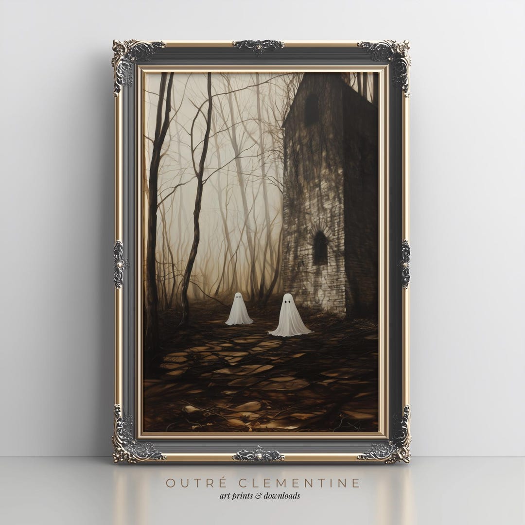 Ghosts Haunted House Poster Print Unique Digital Art, Spooky Halloween ...