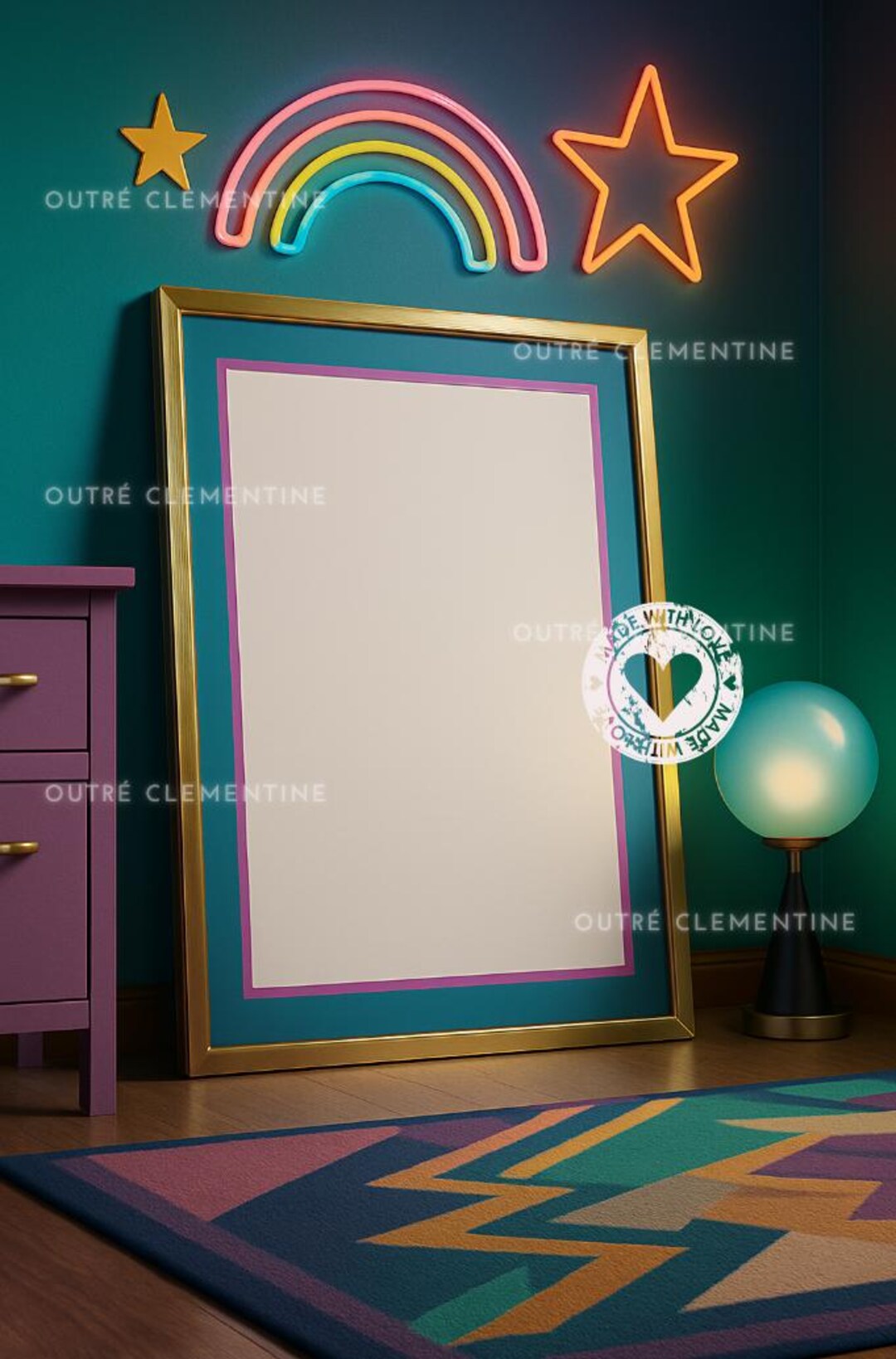 Retro Neon Poster Mockup | 2:3 Frame, Teen Goth Bedroom Aesthetic ...