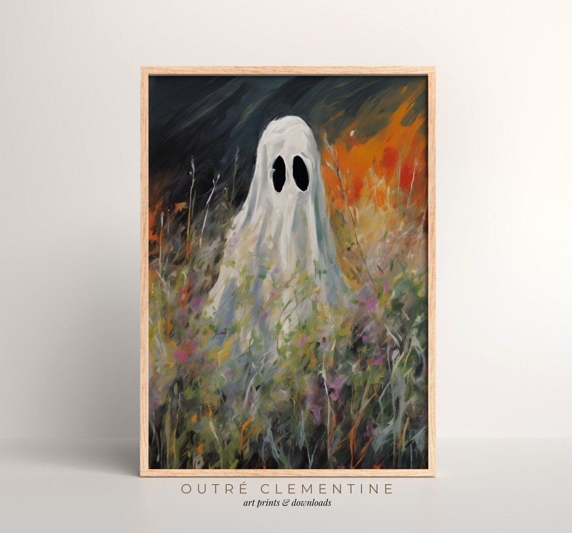 Ghost in Flower Field | Unique and Spooky Digital Painting | PRINTABLE ...