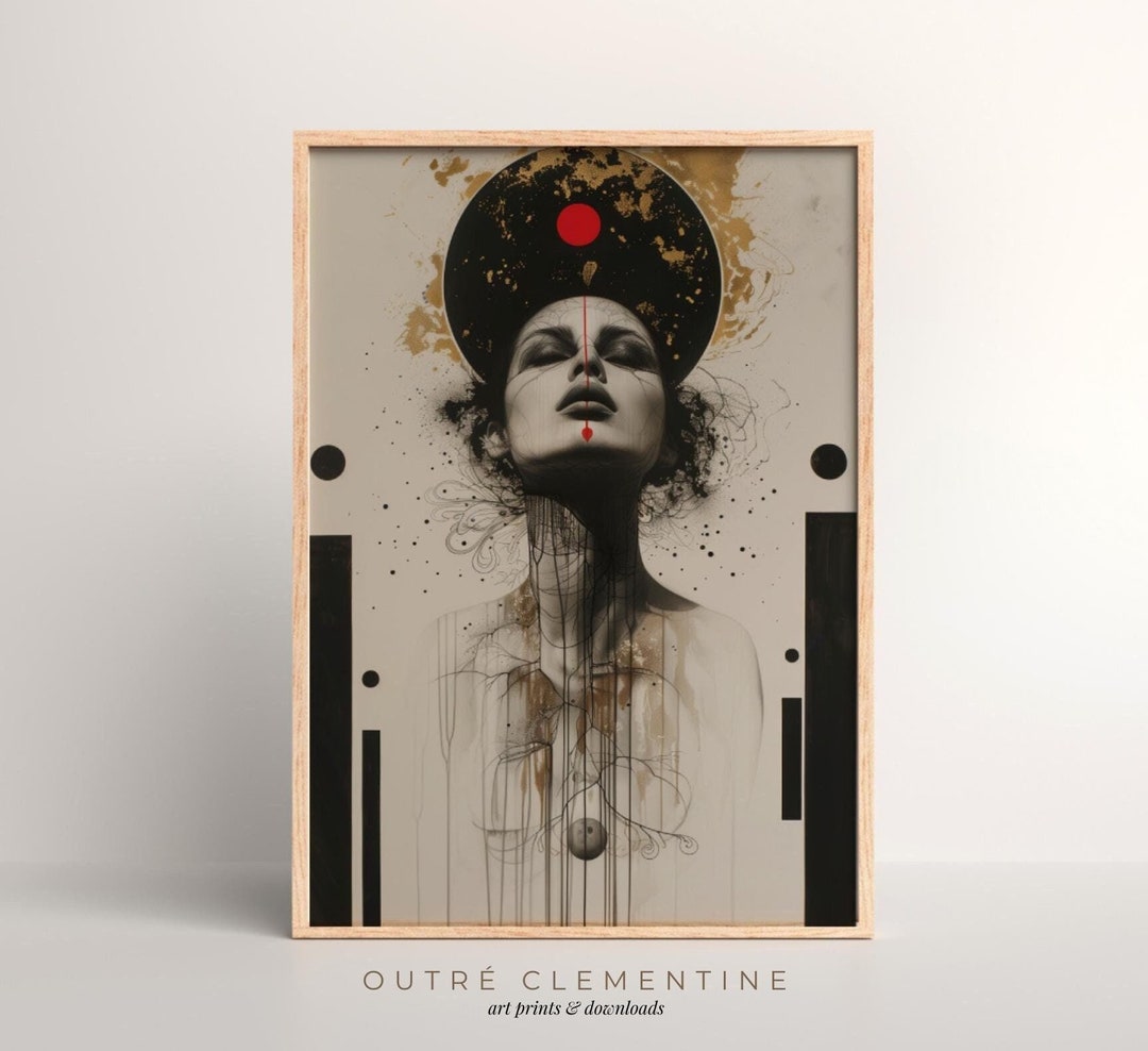 Moon Goddess Ink Drawing | Unique Digital Art, Surreal Artwork ...
