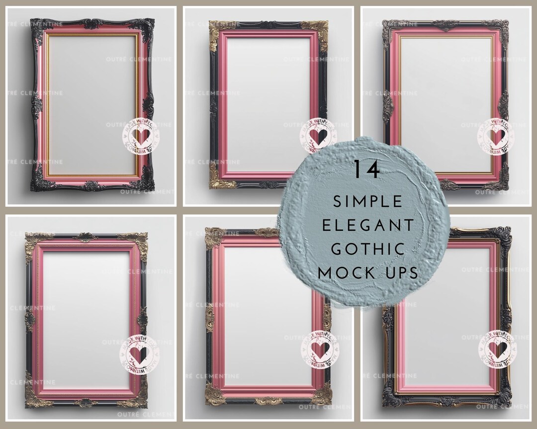 14 Simple Ornate Gothic Frame Mock Ups | Pink, Black & Gold Frame Mock ...