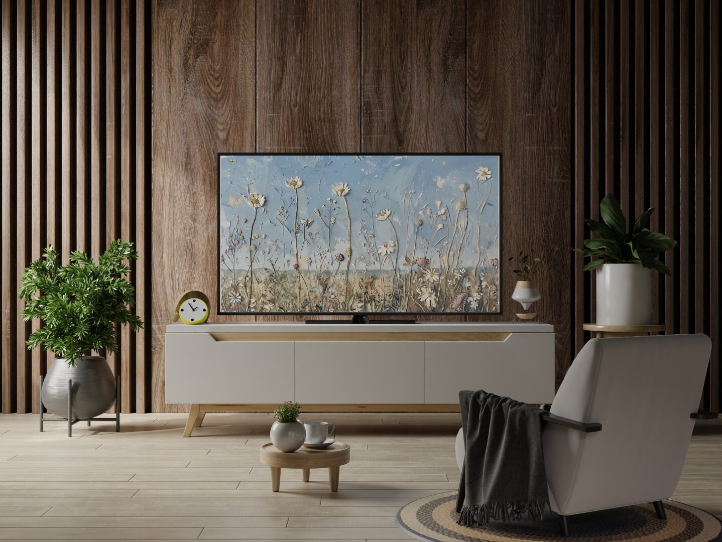SAMSUNG TV Wallpaper Flower Meadow Painting Download Printable 300dpi ...