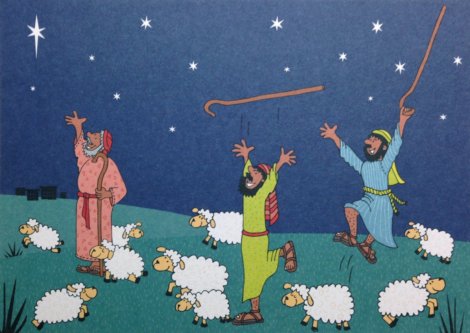 Christmas Postcard Shepherds - Etsy