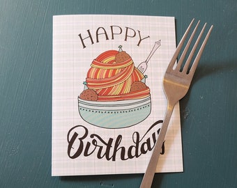 Spaghetti Birthday Card - Etsy