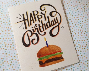Burger Birthday Card | Etsy