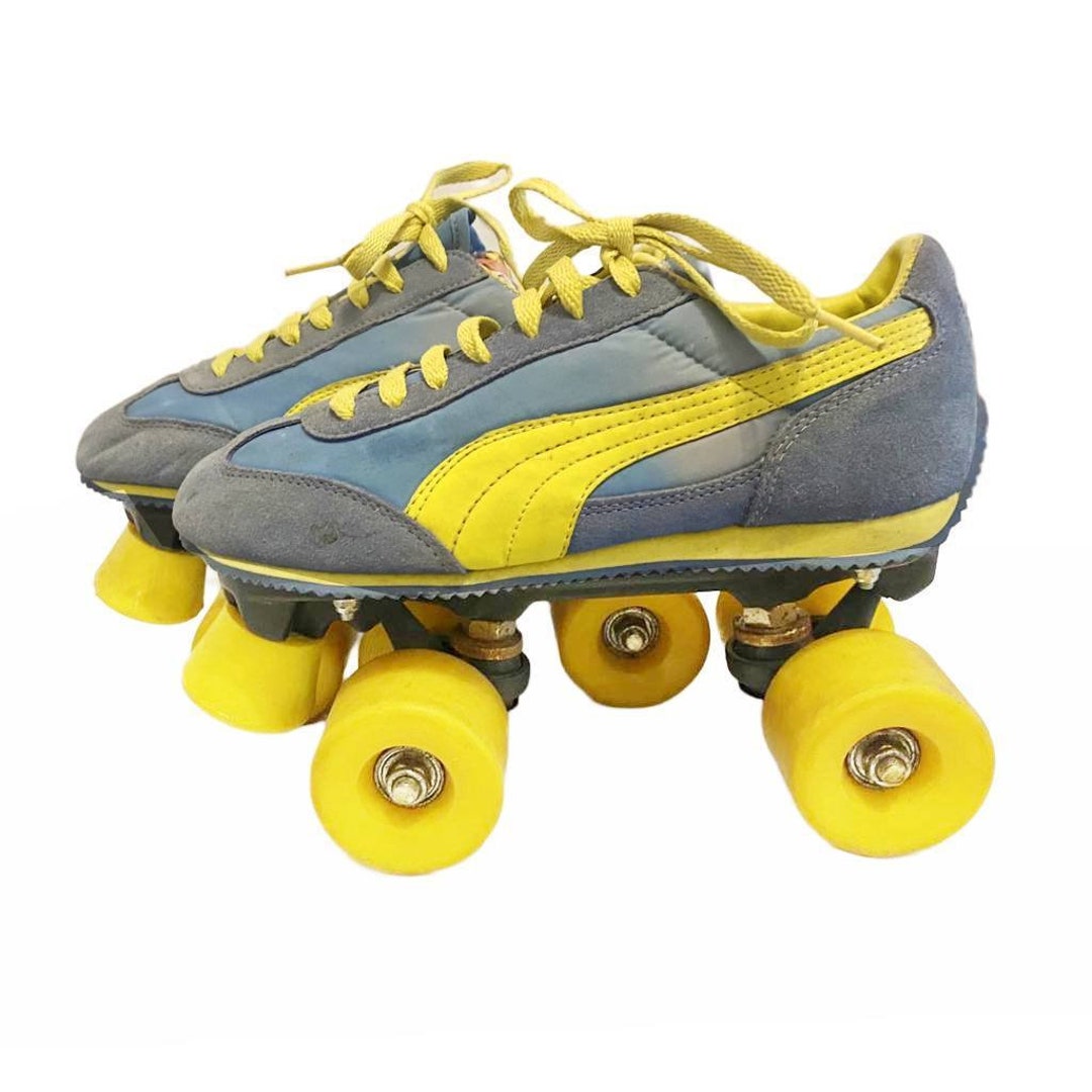 1980s Puma Blue Yellow Roller Skates - Etsy