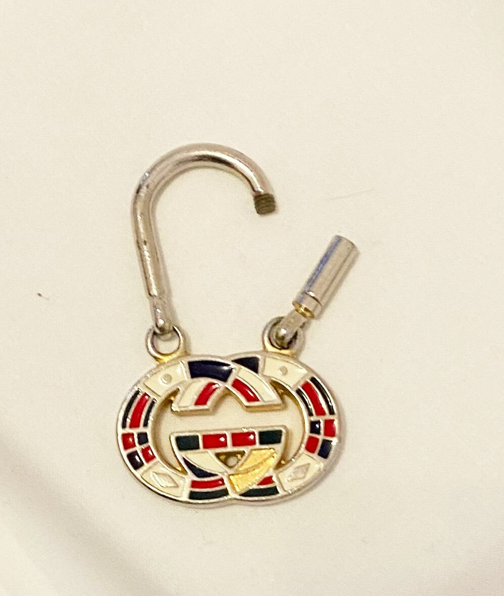 1980s Gucci Interlocking Logo Metal Enamel Keyring - Etsy
