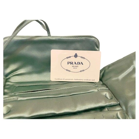 2000s Prada Light Blue Satin Jewelry Roll Wrap Purse - Gem