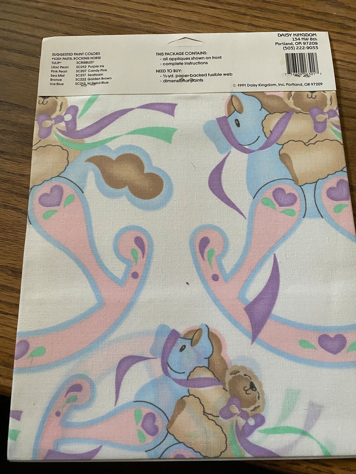 Daisy Kingdom Pastel Rocking Horse No-sew Fabric Applique Vintage ...