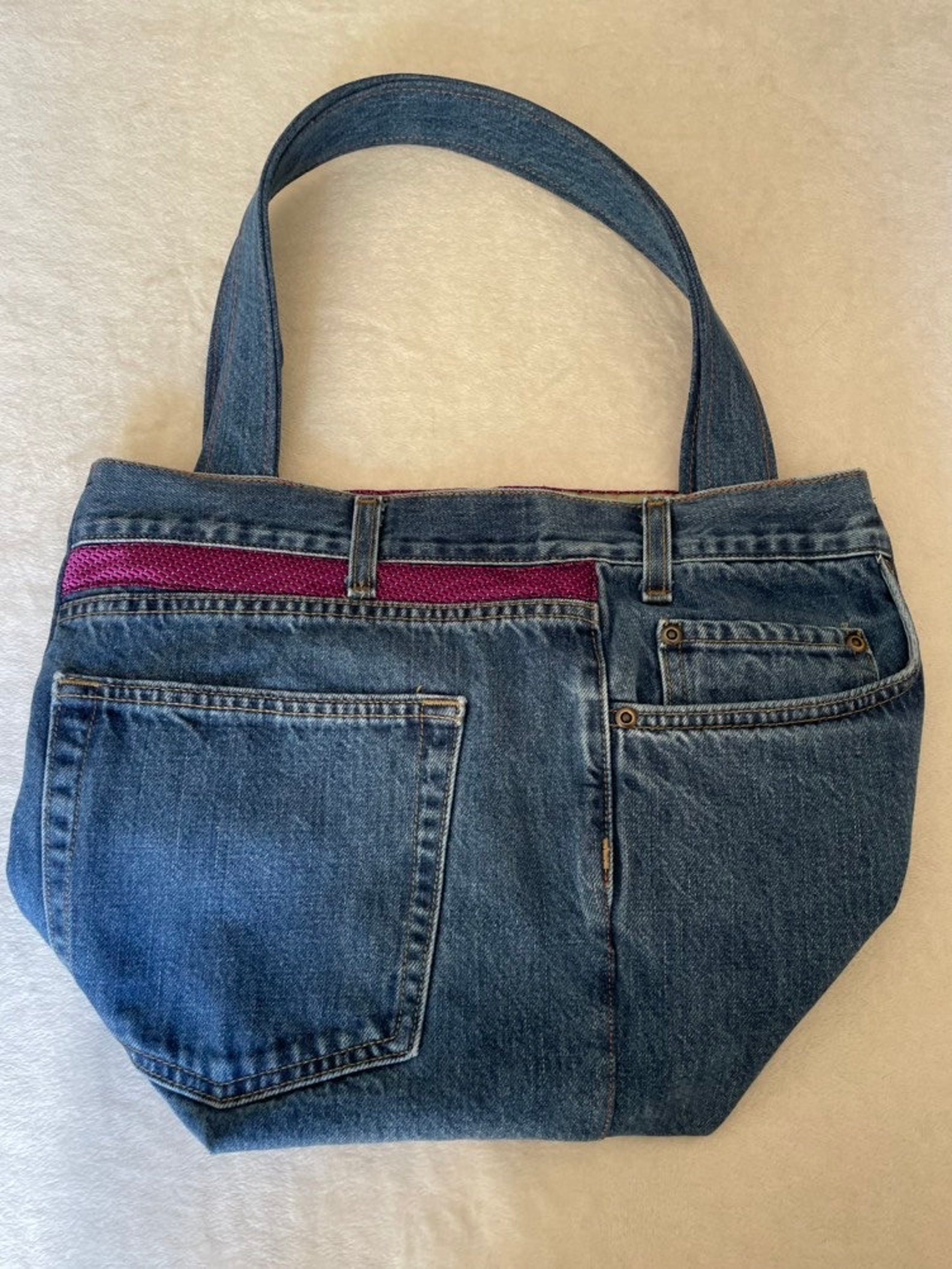 Custom: Large Blue Jean Tote Bag Upcycled From Vintage Blue - Etsy