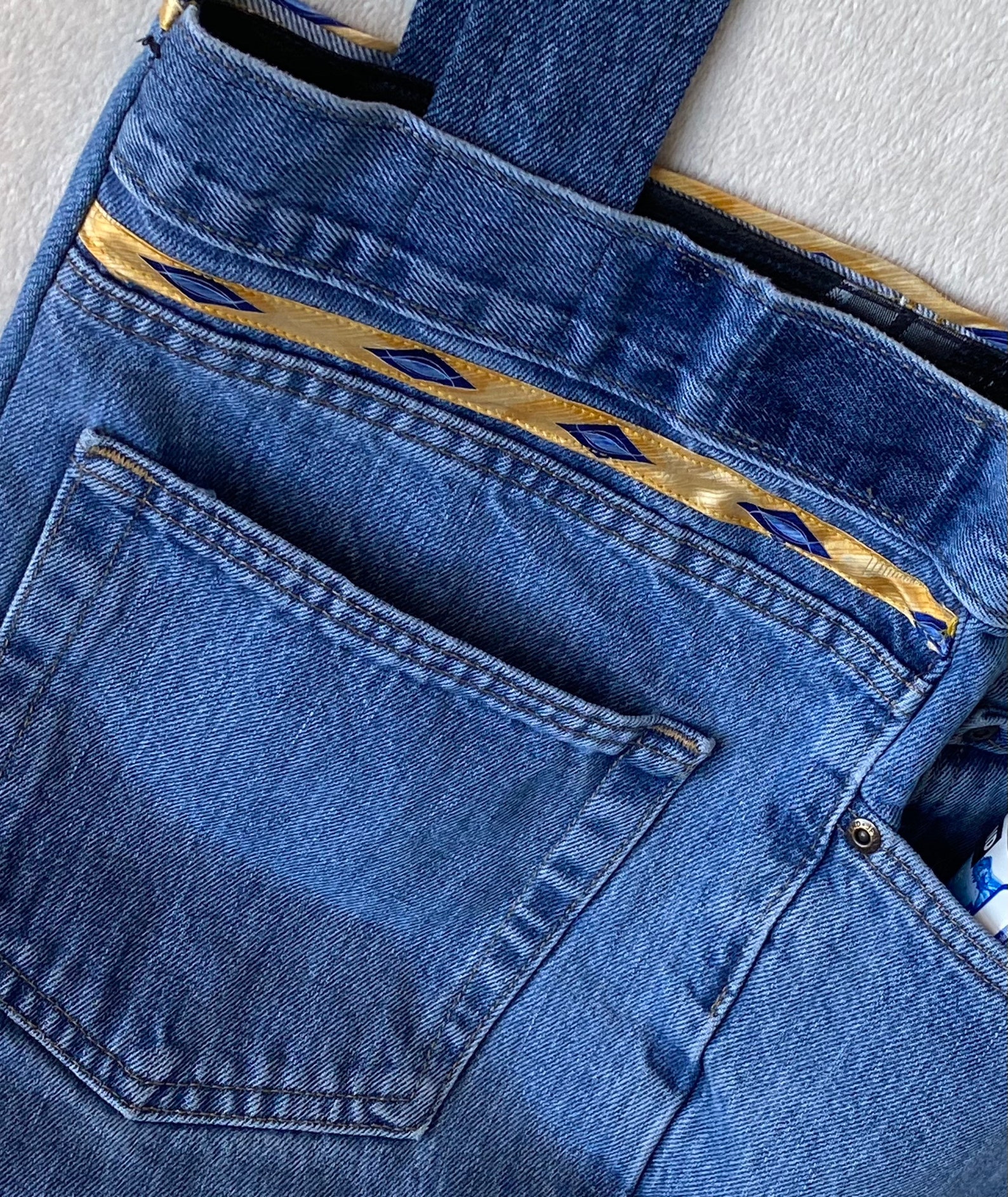 Custom: Large Blue Jean Tote Bag Upcycled From Vintage Blue - Etsy