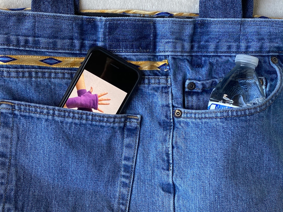 Custom: Large Blue Jean Tote Bag Upcycled From Vintage Blue - Etsy