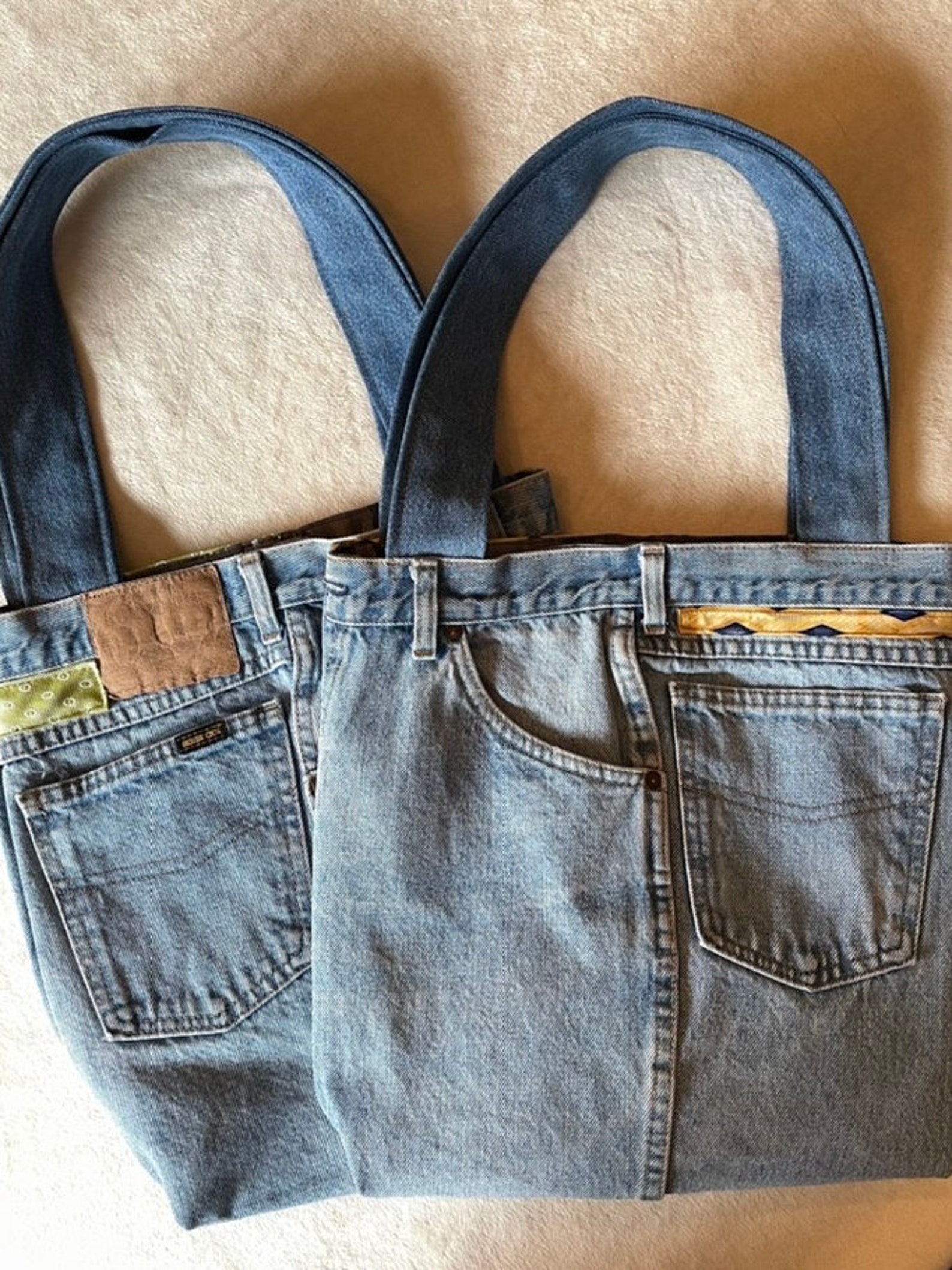 Custom: Blue Jean Tote Bag - Memory Keepsake Upcycled From Blue Jeans ...
