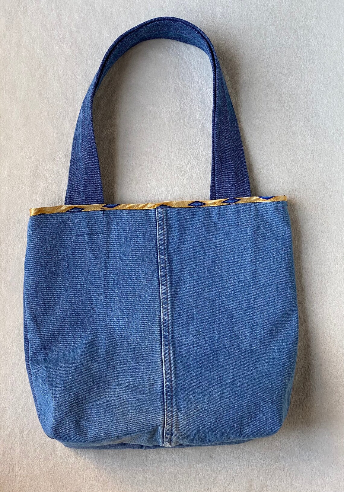 Custom: Large Blue Jean Tote Bag Upcycled From Vintage Blue - Etsy