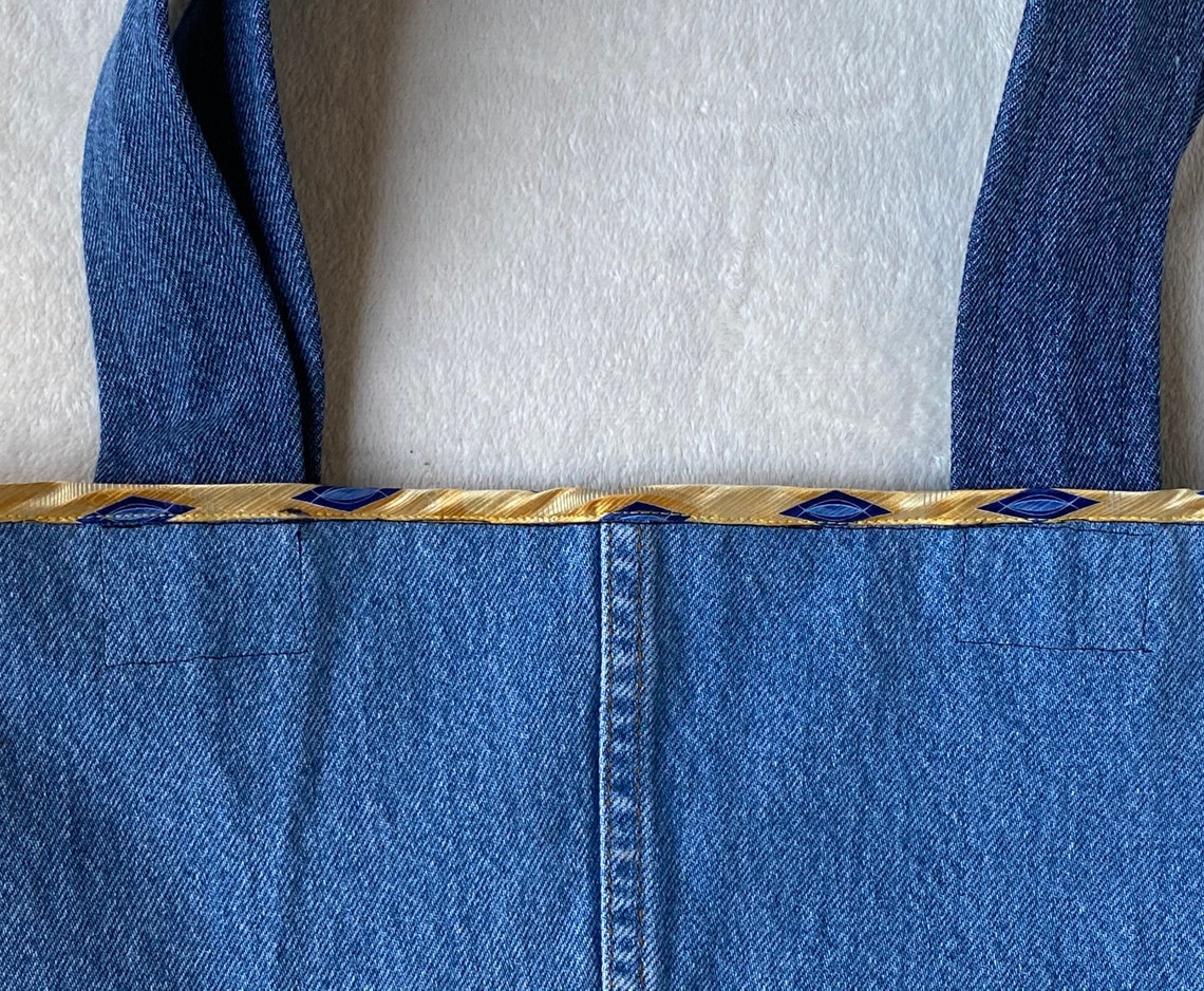 Custom: Large Blue Jean Tote Bag Upcycled From Vintage Blue - Etsy