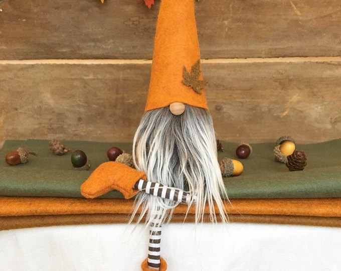 Fall/autumn Gnome Nisse - ( 9 Inch) Pumpkin Color With Gray/white Beard ...