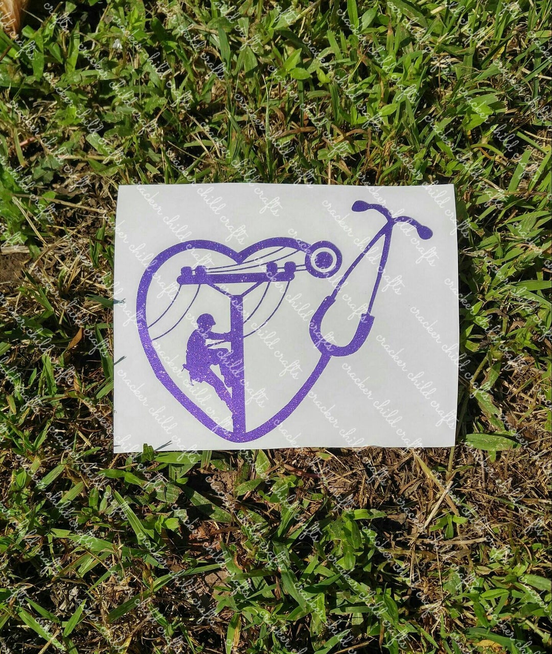 Stethoscope Lineman Heart Decal Style 2-linewife-lineman's Wife ...