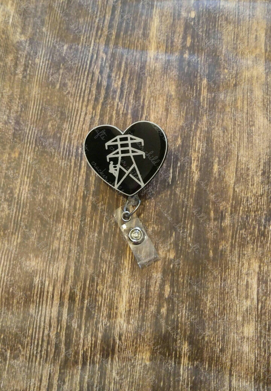 Transmission Lineman Tower Heart Badge Reel-lineman-power Lineman ...