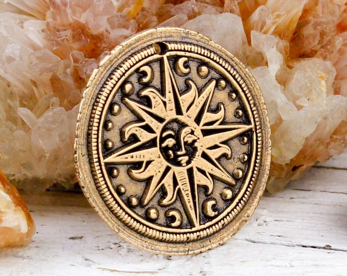 Solid Bronze Alchemical Sun and Moon Pendant, Bronze Wax Seal Pendant ...