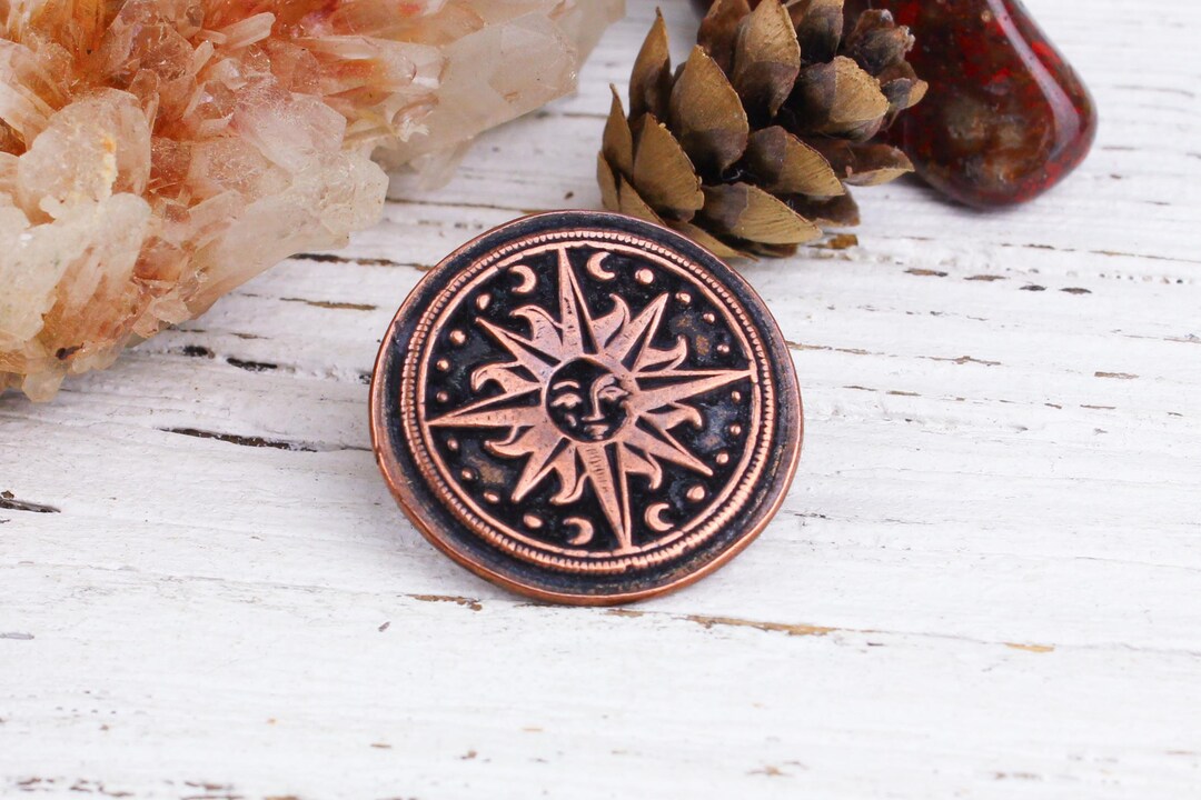 Button - Handcrafted Solid Copper Alchemical Sun Bracelet Button ...