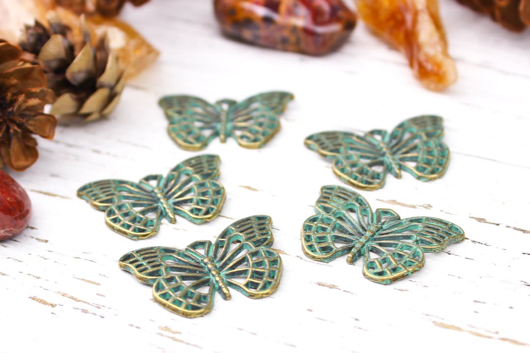 CLEARANCE 50% OFF Verdigris Butterfly Connector Link Charm, Antique ...