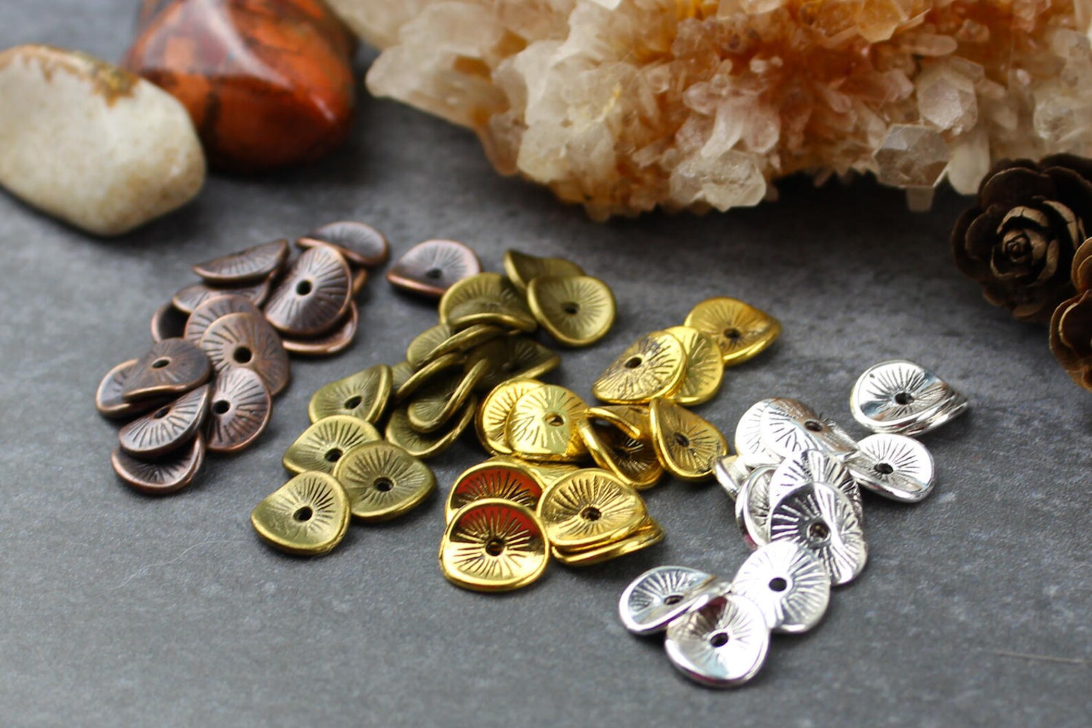 Gold Wavy Disc Coin Spacer Beads Antique Gold Spacer Beads - Etsy