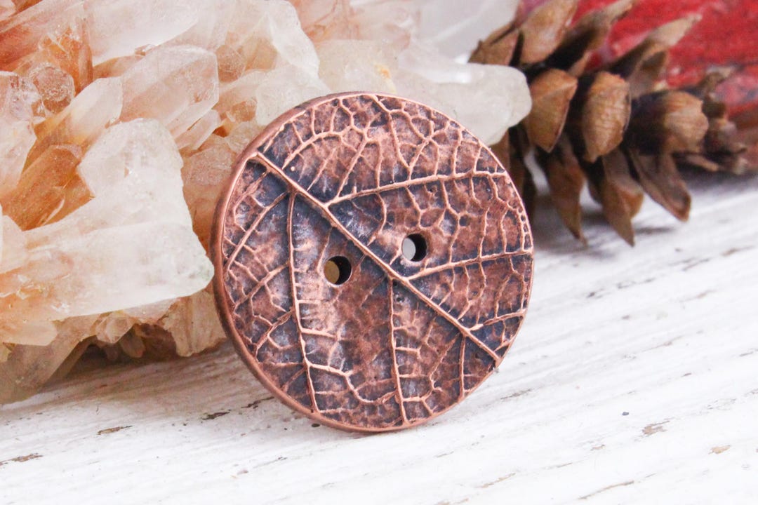 Button - Handcrafted Solid Copper Leaf Bracelet Button, Copper Button ...