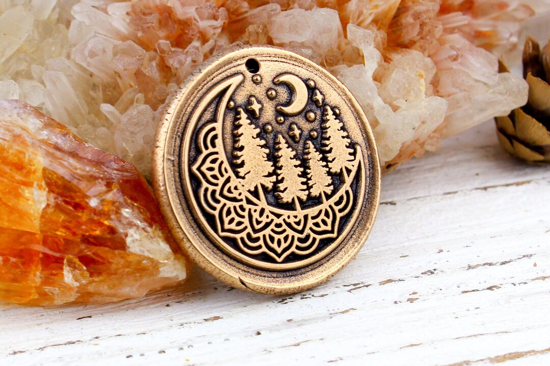 Solid Bronze Crescent Moon Pendant, Extra Thick and Heavy Bronze Wax ...