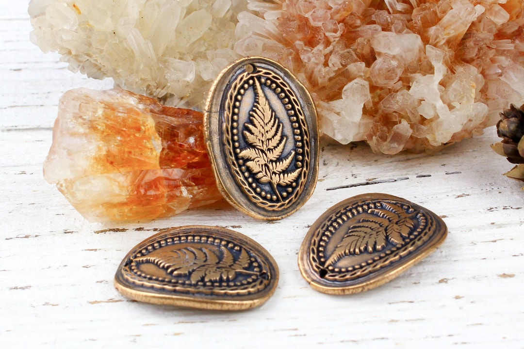 Handcrafted Solid Bronze Fern Pendant, Bronze Wax Seal Pendant, Antique ...