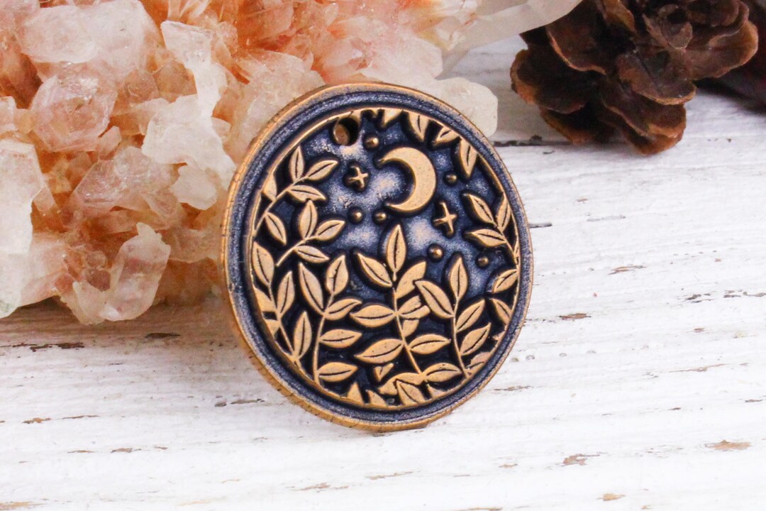 Handcrafted Solid Bronze Crescent Moon Pendant, Bronze Wax Seal Pendant ...
