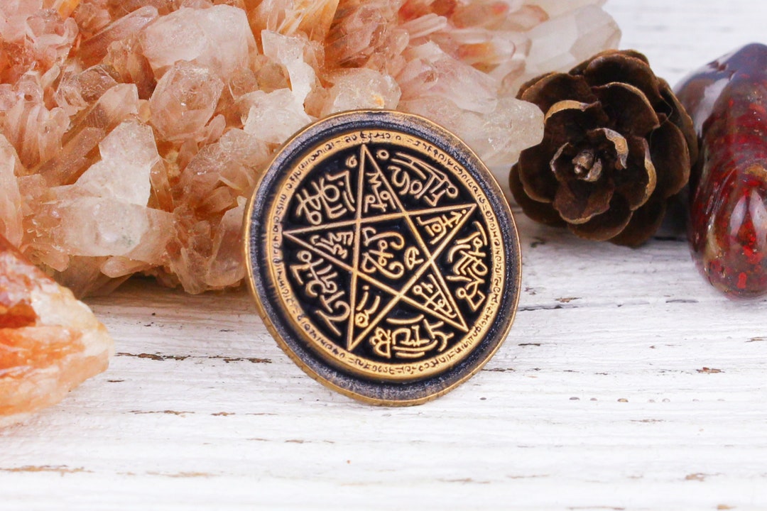 Solid Bronze Pentagram Shank Button, Antique Bronze Bracelet Button, Bronze Wicca Witch Charm ...