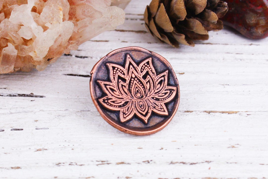 Handcrafted Solid Copper Lotus Flower Button, Copper Bracelet Button ...