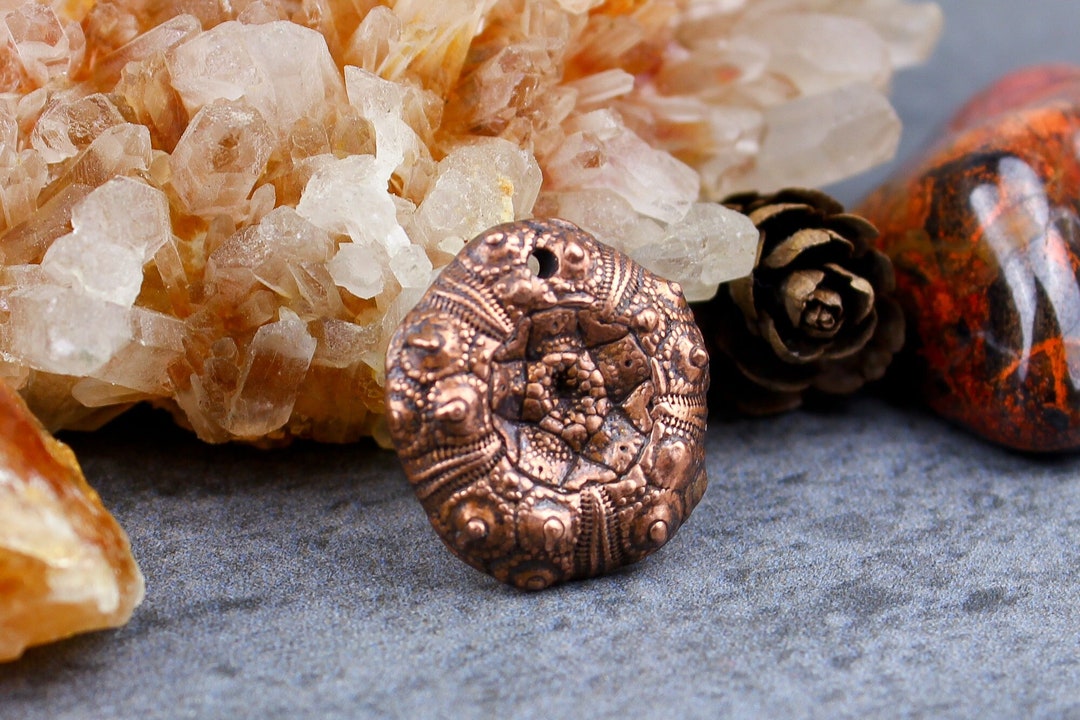 Handcrafted Solid Copper Sea Urchin Pendant, Antique Copper Shell ...