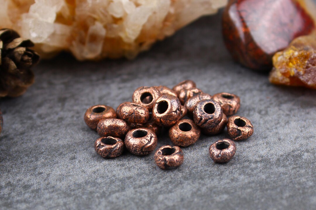 Handcrafted Solid Copper Rondelle Spacer Beads, Pure Antique Copper ...