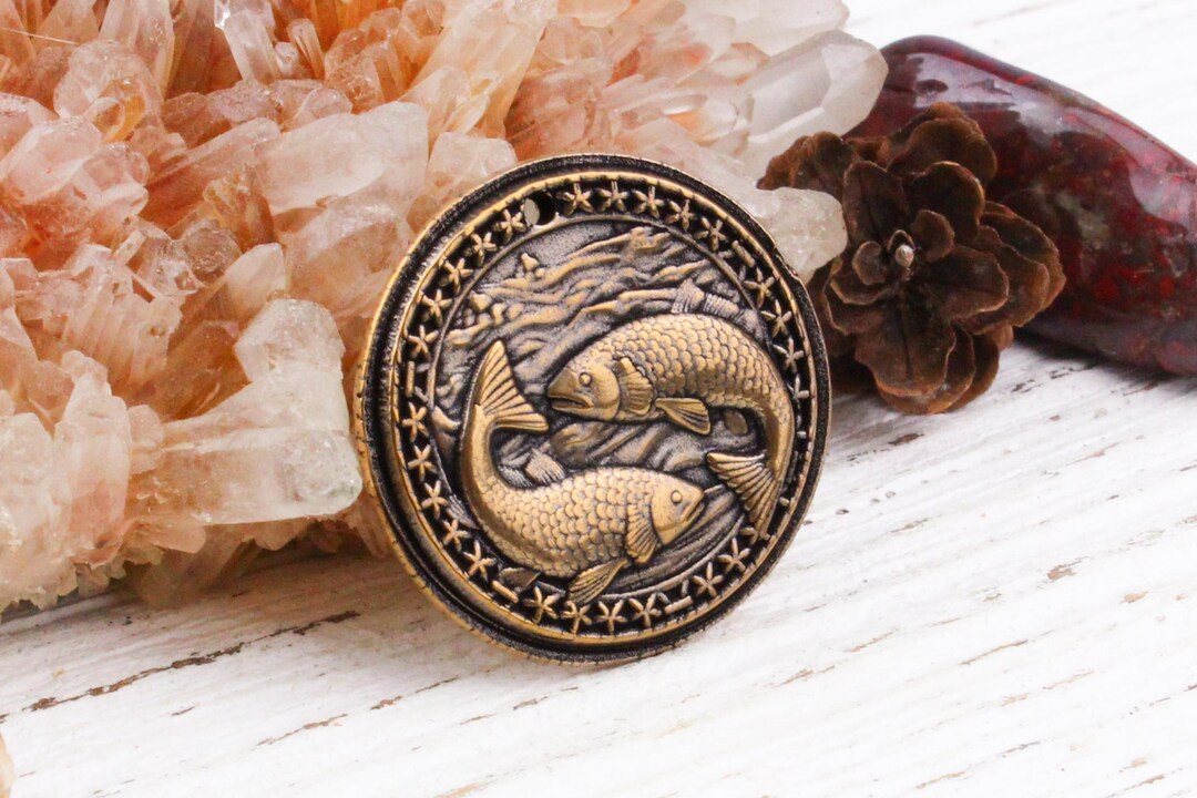 Handcrafted Solid Bronze Pisces Astrology Pendant, Bronze Wax Seal ...