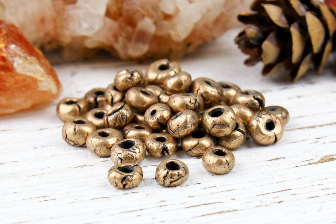 Handcrafted Solid Bronze Rondelle Spacer Beads, 6mm 8mm Size, Rustic ...