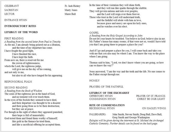 Catholic Memorial Service Readings