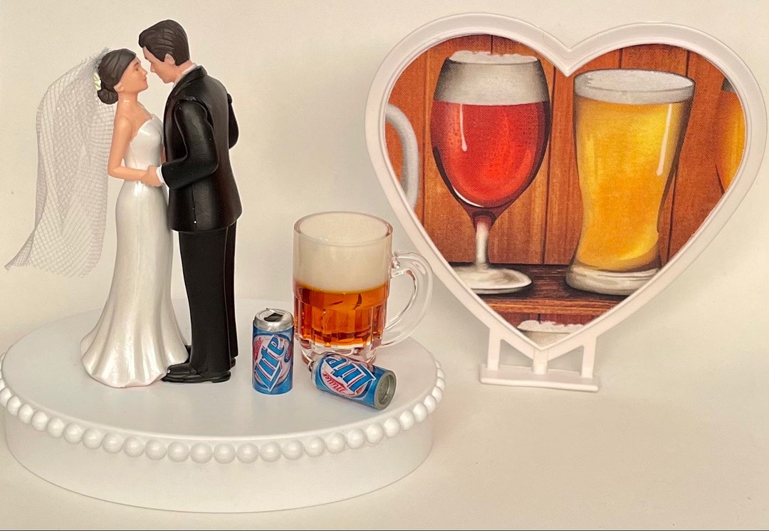 Wedding Cake Topper Miller Lite Beer Themed Mug Cans Drink Cute Short ...