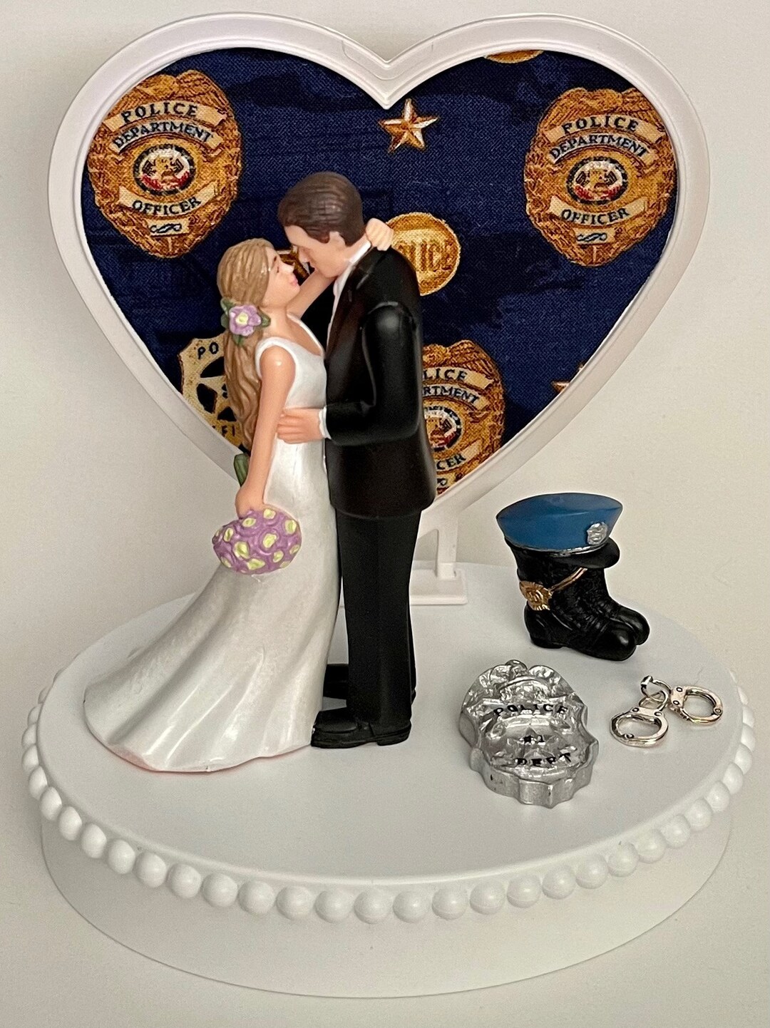 Wedding Cake Topper Police Officer Themed Policeman Handcuffs Badge ...