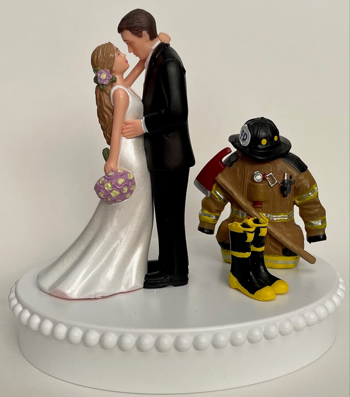 Wedding Cake Topper Fireman Themed Firefighter Fire Axe Uniform ...