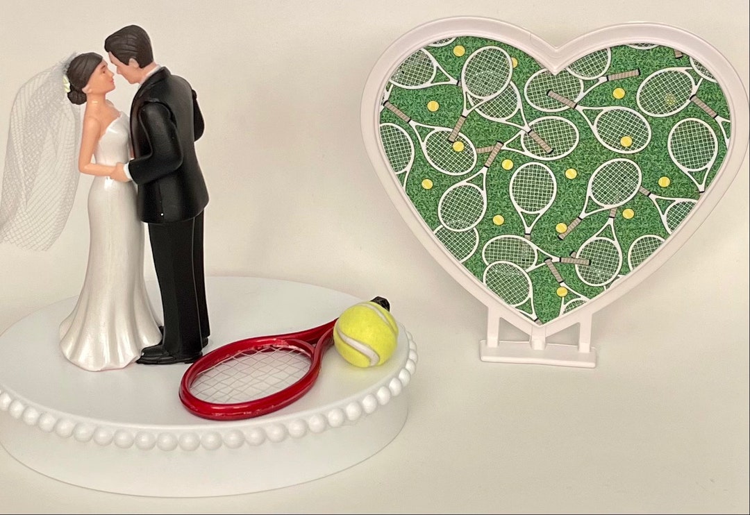 Wedding Cake Topper Tennis Themed Sports Fans Racket Ball Pretty Short ...
