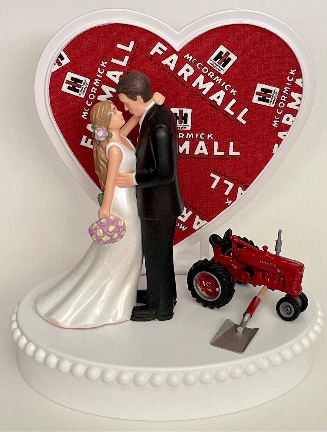 Wedding Cake Topper Farmall Themed Farmer Farming Red Mccormick Farm ...