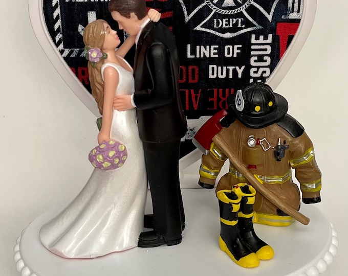 Wedding Cake Topper Fireman Themed Firefighter Fire Axe Uniform ...